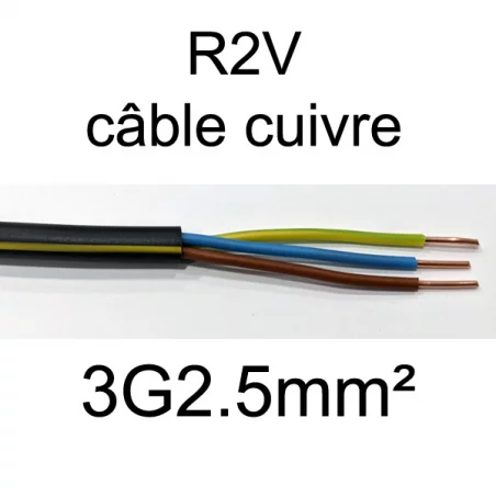 Câble électrique U1000 R2V 3G2.5mm2 tous conditionnements.